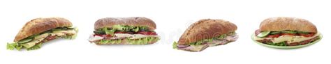 Set With Different Delicious Sandwiches On White Background Stock Image