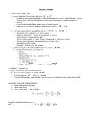 Vectors Calc Lecture Summary Odt Vector Calculus ELEMENTARY OBJECTS 1
