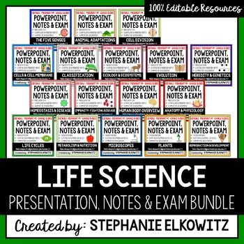 Life Science Biology Presentations Notes Exams Microsoft Google Editable