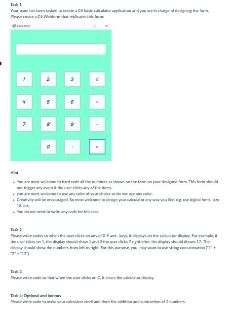Solved Task 1Your Team Has Been Tasked To Create A C Basic Chegg