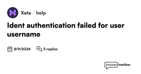 Ident Authentication Failed For User Username Xata