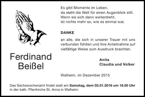 Traueranzeigen Von Ferdinand Beißel Aachen Gedenkt