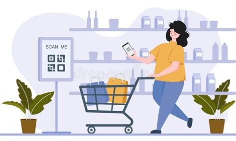 Cashless Payment System Woman Use Mobile Cashless Payment System Or