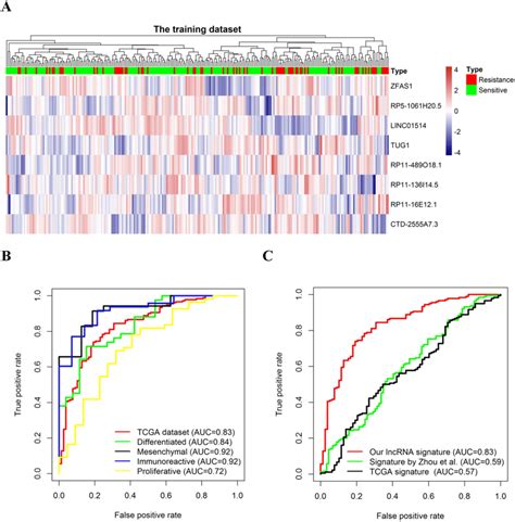 Unsupervised Clustering Heatmap And ROC Curves For The Eight LncRNA