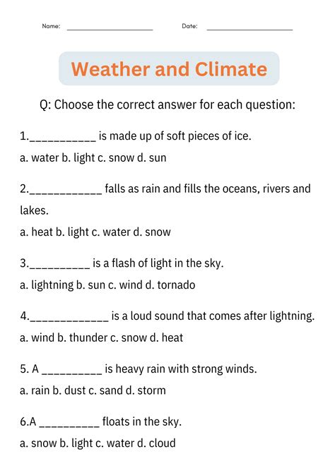 Printable Weather And Climate Activities Worksheet Earth Science For Grade 1 Worksheets Library