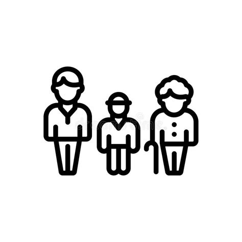 Black Line Icon For Generation Age And Stage Of Life Stock Vector