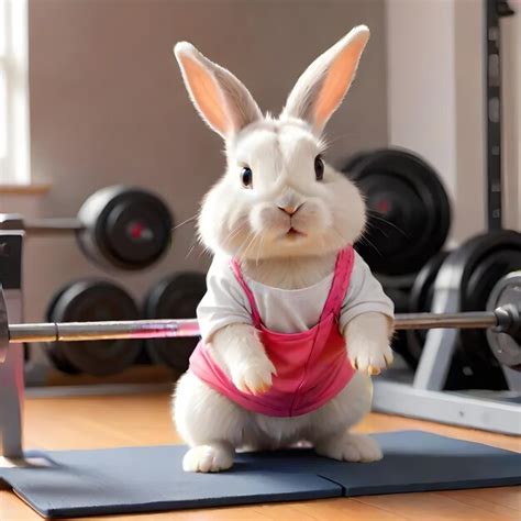 Premium Photo Hot Cute Little Bunny Rabbit Wearing Workout Clothes