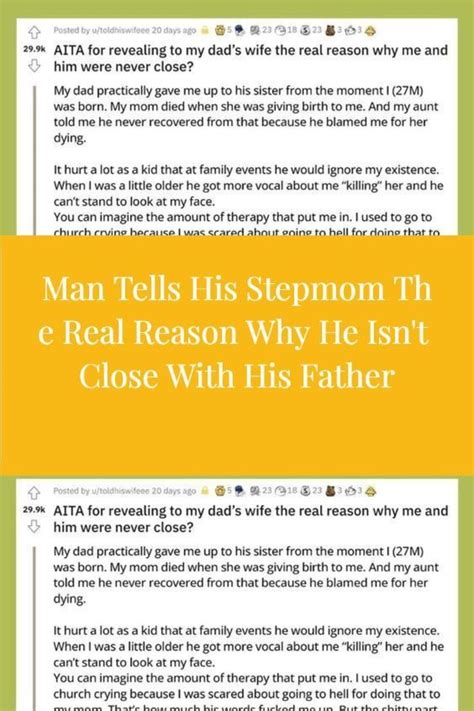 Man Tells His Stepmom The Real Reason Why He Isn T Close With His Father Artofit