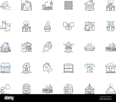 Space Planning Company Line Icons Collection Layout Design Organize Utilization Efficiency