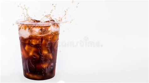 Ai Generated Illustration Of A Glass Of Soda With Ice Cubes On A White