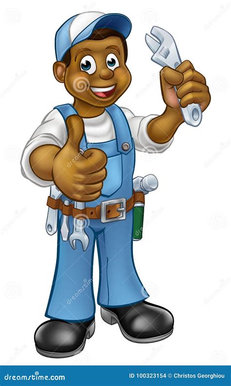 Mecánico O Fontanero Negro Handyman Ilustración Del Vector