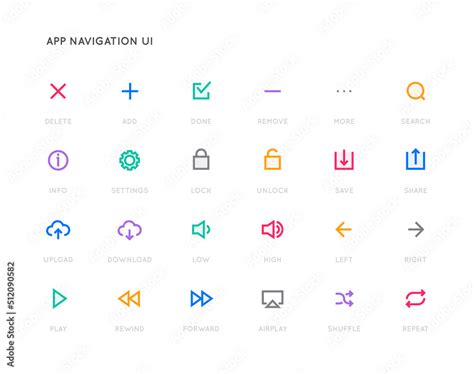 app control system user interface ui vector icon set high quality