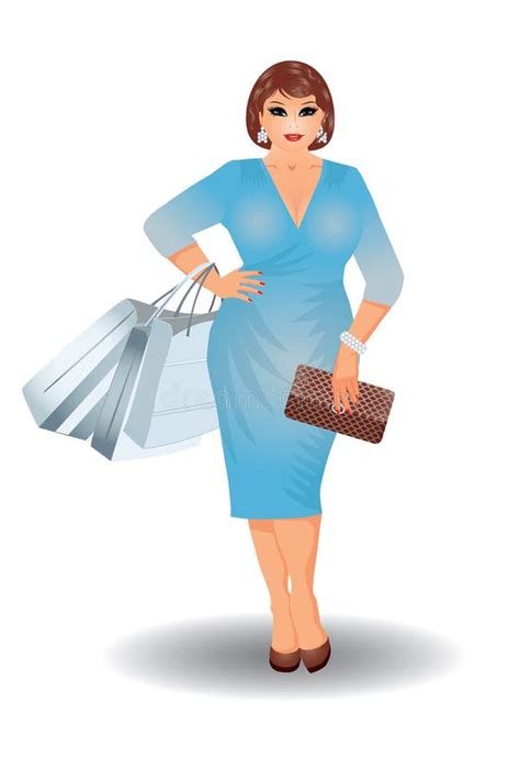 Plus Size Shopping Woman Stock Vector Illustration Of Glamour 56792717
