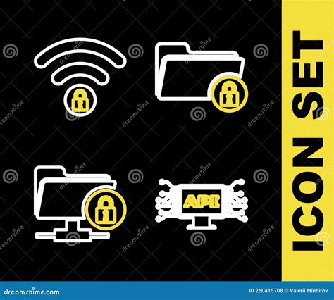 Line Folder Tree Icon Isolated On White Background Computer Network