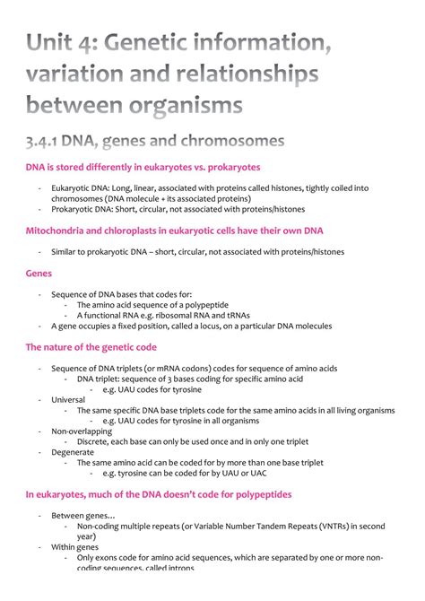 Genetics Notes Biology As Level A Levels Aqa Thinkswap