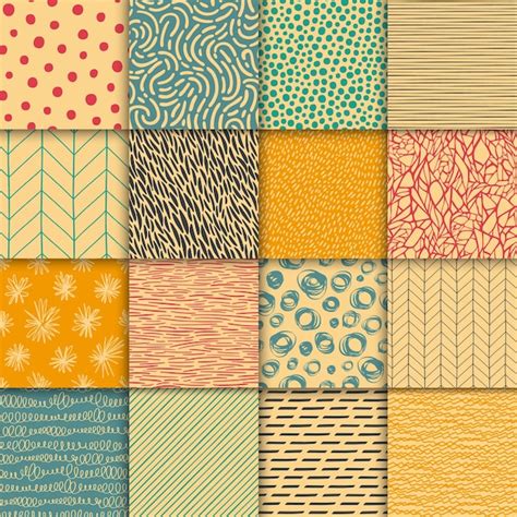 Premium Vector Abstract Hand Drawn Geometric Simple Minimalistic Seamless Patterns Set Polka