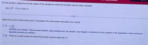 Solved For The Function Determine All Real Values Of The