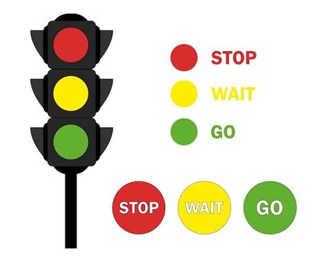 Flat Traffic Lights With Red Yellow Green Colors Set