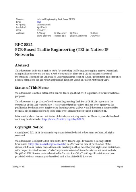 Pdf Pce Based Traffic Engineering Te In Native Ip Networks