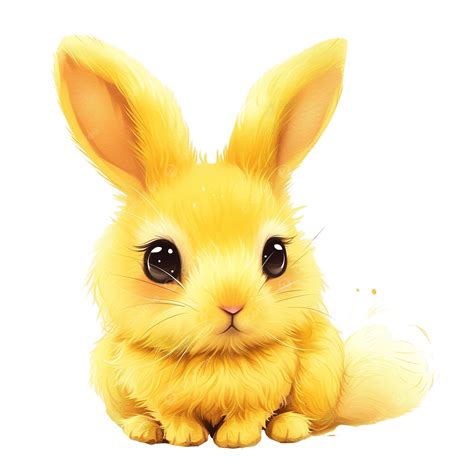 Cute Cartoon Bunny In Yellow Clipart Bunny Rabbit Cute Bunny PNG Transparent Image And