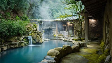 Ai Generated Onsen Traditional Japanese Hot Prings Outdoor Landscape