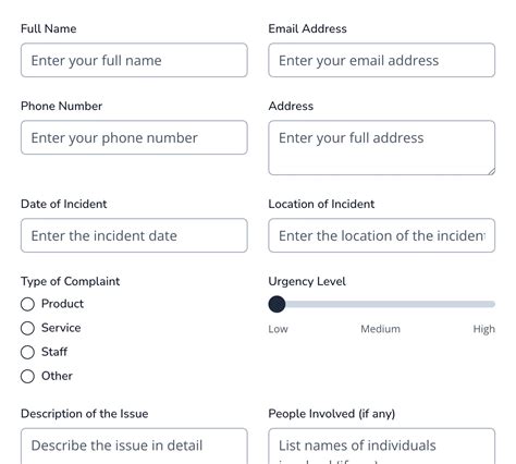 Complaint Form Formspree