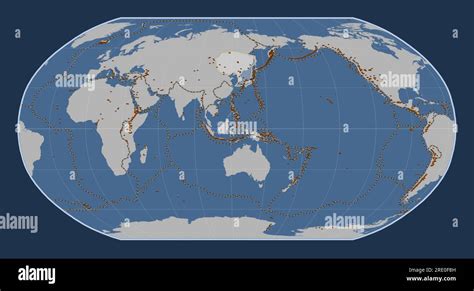 Amur Tectonic Plate On The Solid Contour Map In The Robinson Projection Centered Meridionally