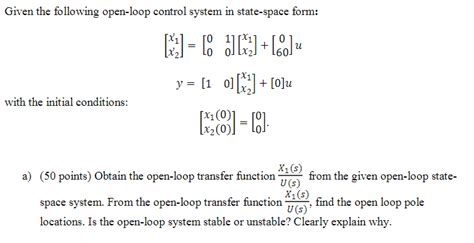 solved ГО u given the following open loop control system