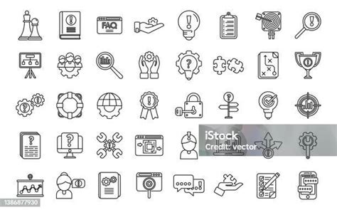 Problem Solving Icons Set Outline Vector Business Brainstorming Stock Illustration Download