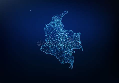 Colombia Map Design With 3D Style Blue Colombia Map And National Flag