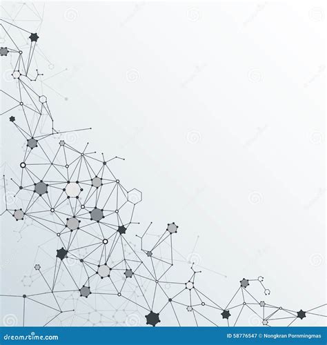 Abstract Dna Molecule Structure With Polygon On Light Gray Color