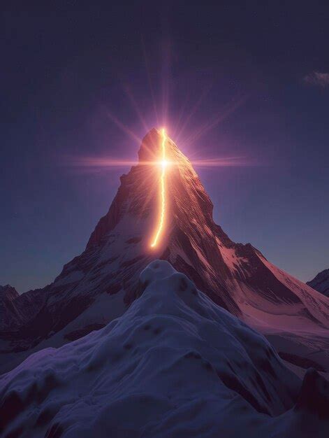 Premium Photo Giant Mountain Peak To The Top Of Which Leads A Bright