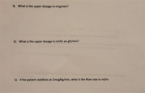 Solved C Order And Mcg Kg Min For Titration Of A Chegg