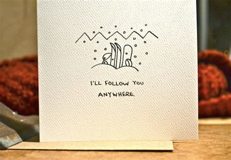 Ill Follow You Anywhere Card Simple Line Drawing On