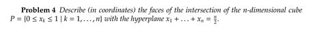 Solved Problem 4 Describe In Coordinates The Faces Of The