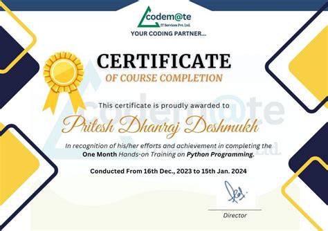 Completed A Python Programming Internship At Codemte Pritesh