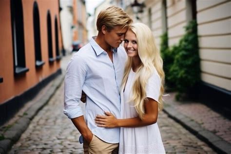 Premium Photo Guy In White Shirt Hugs And Kisses His Beloved