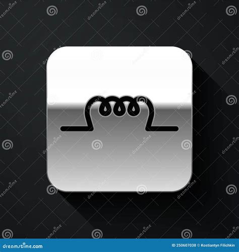 Silver Inductor In Electronic Circuit Icon Isolated On Black Background Long Shadow Style Stock