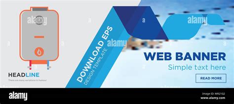 Boiler Concept Horizontal Webpage Banner Template Design On Abstract