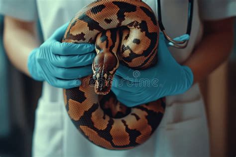 Veterinarian Holds An Exotic Python For Examination Stock Image Image Of Fauna Cute 358091303