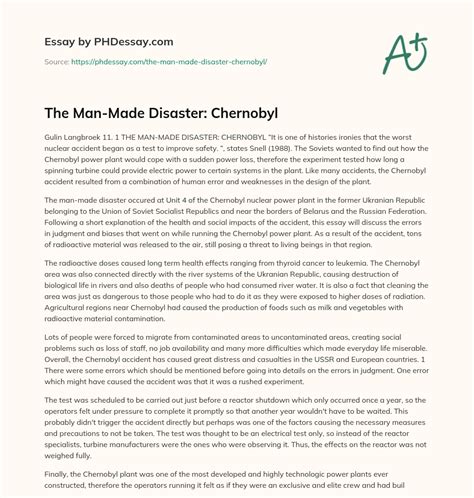 The Man Made Disaster Chernobyl