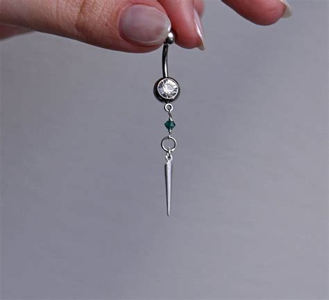 Dainty Dangle Belly Button Rings Dangle Belly Button Rings Belly Ring Spike Belly Button Ring