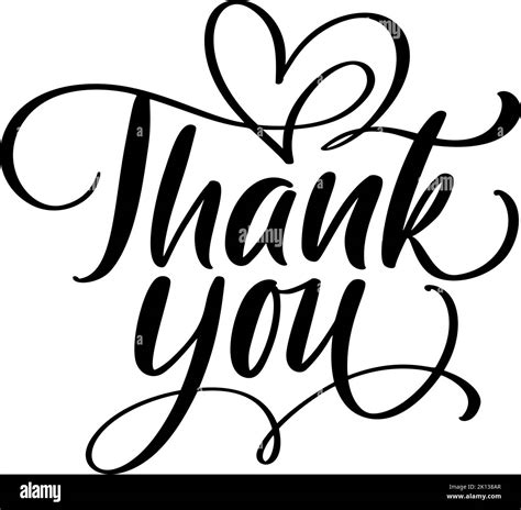 Hand Drawn Vintage Vector Text Thank You And Heart Calligraphy