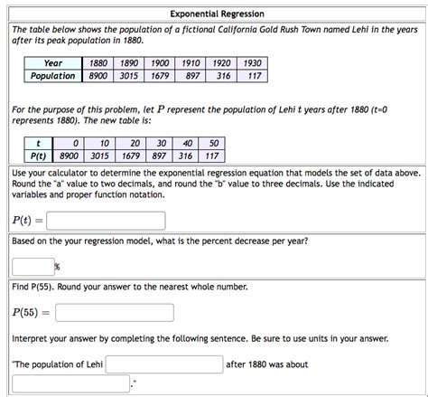 Solved The Table Below Shows The Population Of A Fictional