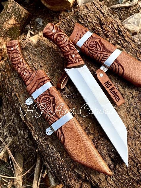 Hand Carved Seax Or Sax Knife Crafted Historical Style With Single