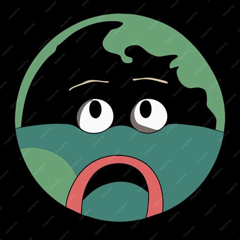 슬픈 오염된 지구 포스터 터 일러스트레이션 만화 프리미엄 Ai 생성 벡터