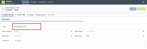 Creating And Editing Data Blocks Assette Support