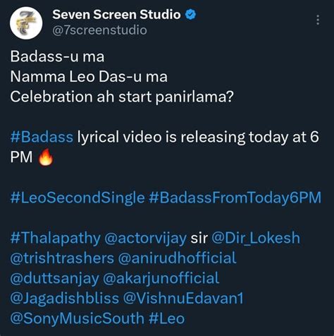Badass Lyrical Video Out Tomorrow 6pm Ist Thalapathy Vijay Anirudh