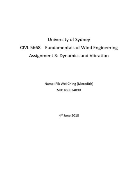 Dynamics And Vibration For Wind Engineering Assignment Pdf