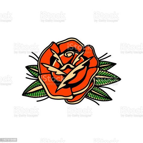 문신 스타일의 장미 그림 상표 표시 포스터를 위한 디자인 요소 벡터 일러스트 레이 션 고풍스런에 대한 스톡 벡터 아트 및 기타 이미지 Istock